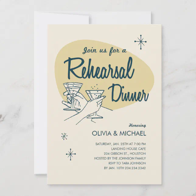 Retro Wedding Rehearsal Dinner Invitations | Zazzle