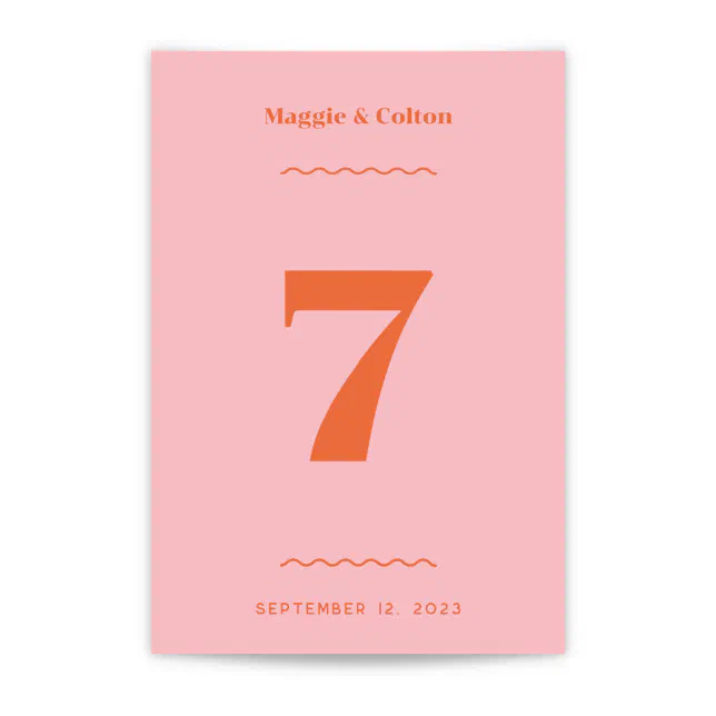 Retro Wedding Table Number | Zazzle