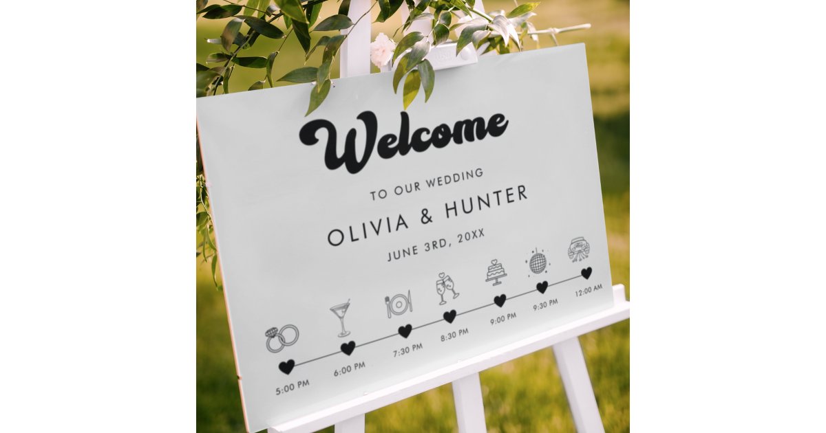 Retro Wedding Timeline Welcome Sign | Zazzle