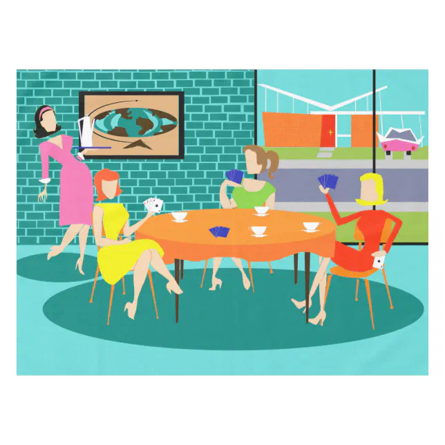 Retro Weekly Women's Card Game Tablecloth | Zazzle