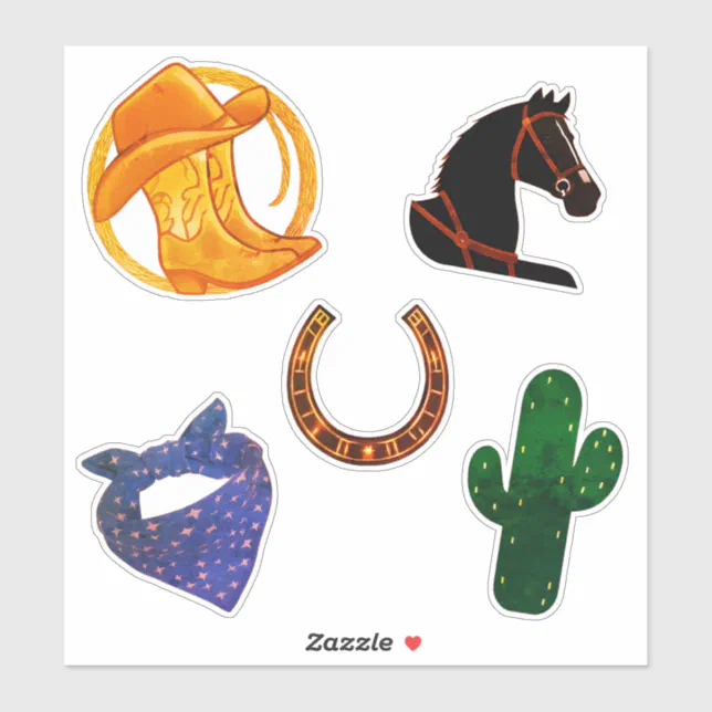 Retro Western Theme Party Cowboy Cowgirl Wild West Sticker | Zazzle