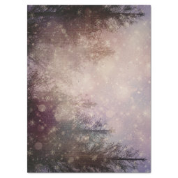 Retro Winter Pine Tree Forest Decoupage Tissue Paper | Zazzle