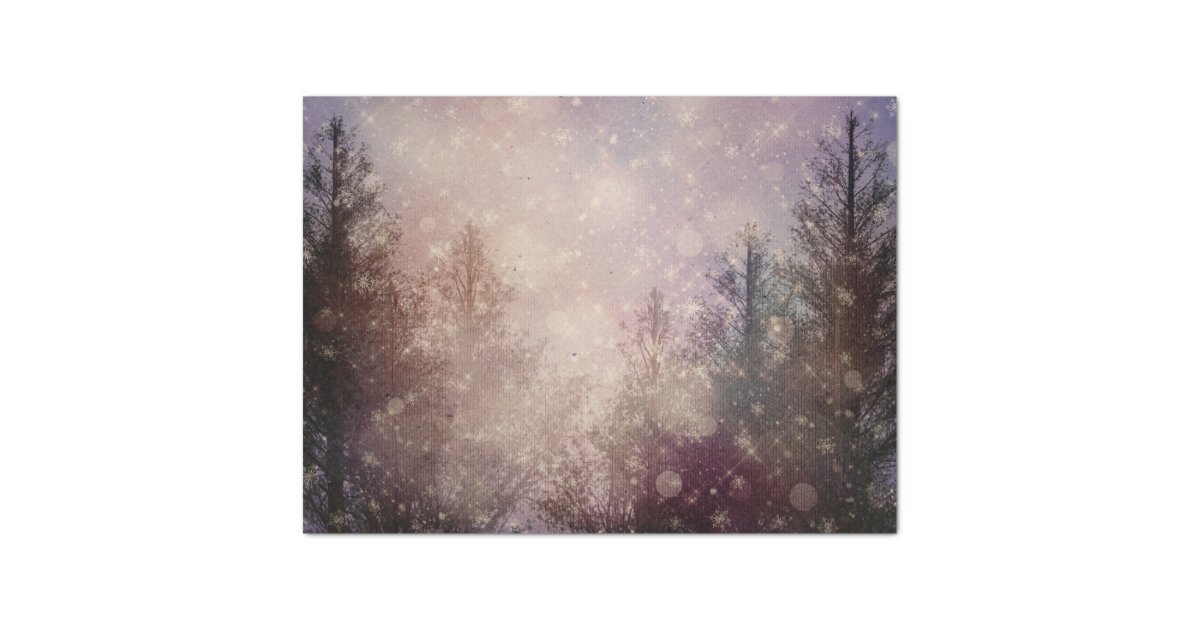 Retro Winter Pine Tree Forest Decoupage Tissue Paper | Zazzle