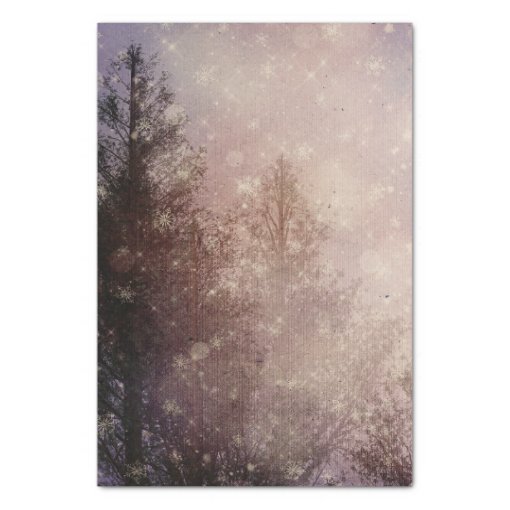 Retro Winter Pine Tree Forest Decoupage Tissue Paper | Zazzle