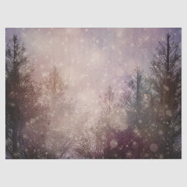 Retro Winter Pine Tree Forest Decoupage Tissue Paper | Zazzle