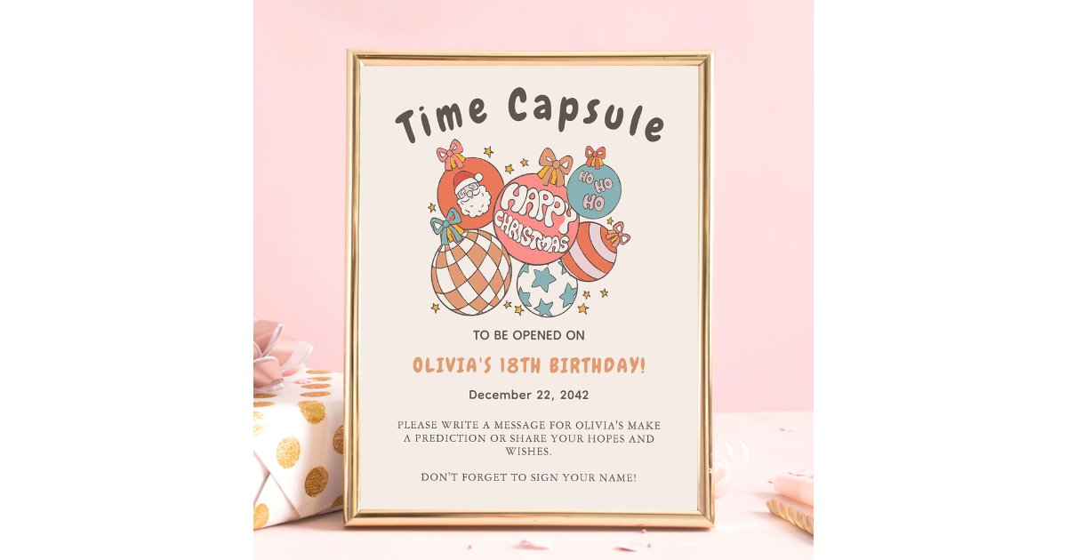 Retro Winter Santa Christmas Birthday Time Capsule Poster | Zazzle