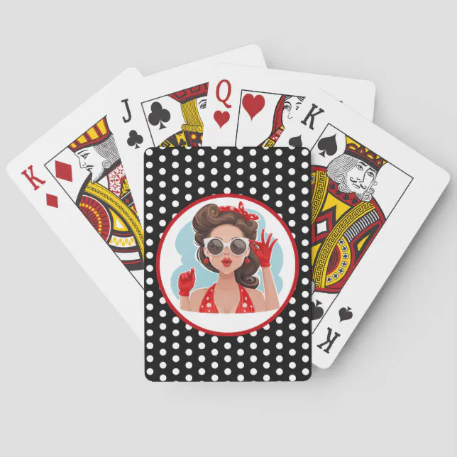 Retro Woman Playing Cards | Zazzle