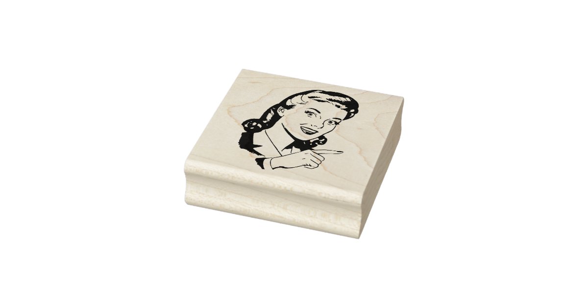 RETRO WOMAN POINTING RUBBER STAMP | Zazzle