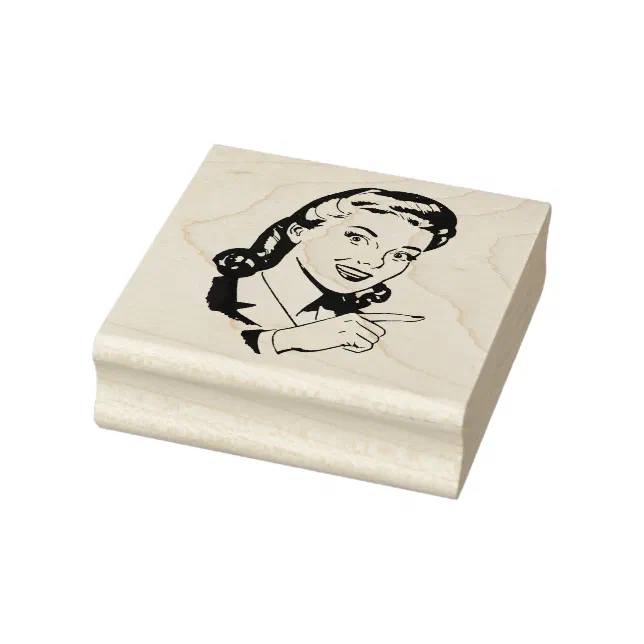 RETRO WOMAN POINTING RUBBER STAMP | Zazzle