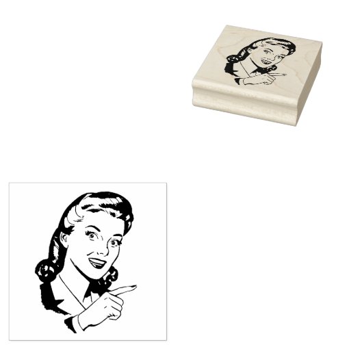 RETRO WOMAN POINTING RUBBER STAMP | Zazzle