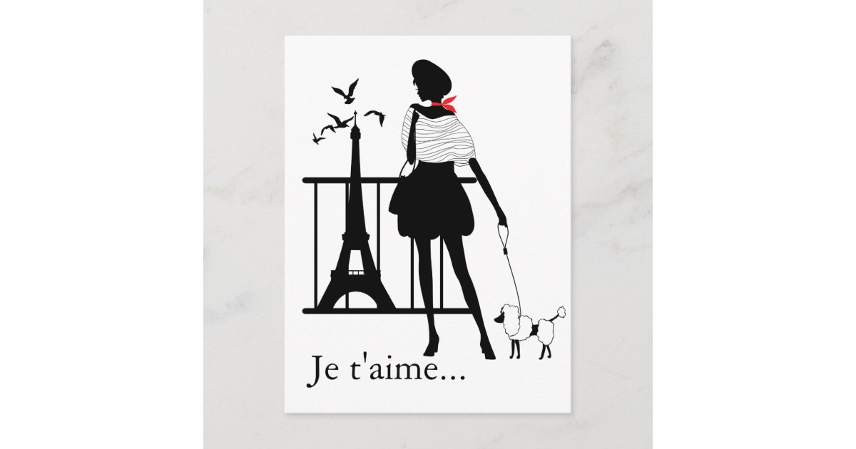 Retro woman red and black silhouette postcard | Zazzle