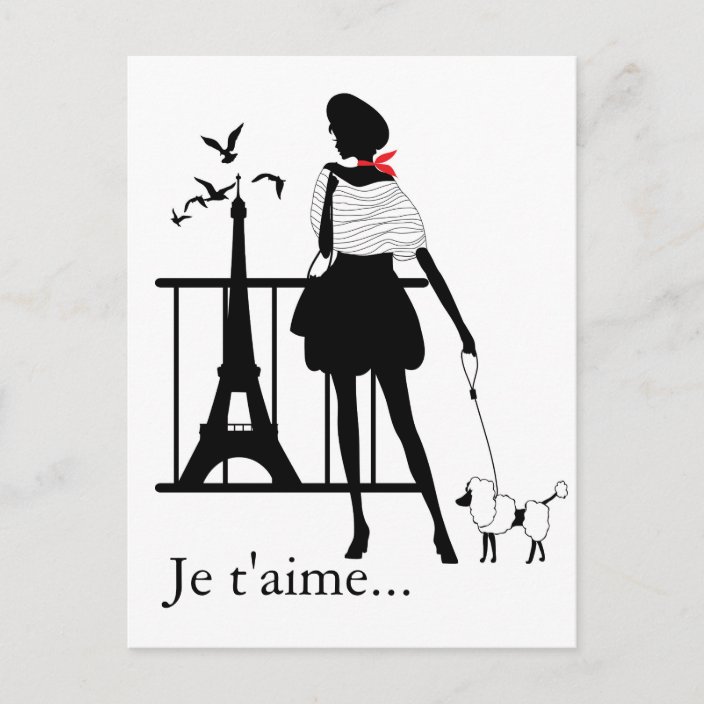 Retro woman red and black silhouette postcard | Zazzle.com