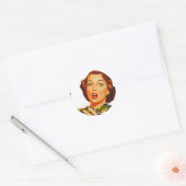 Retro Woman With Surprised Expression Classic Round Sticker | Zazzle