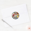 Retro women baking a cake classic round sticker | Zazzle
