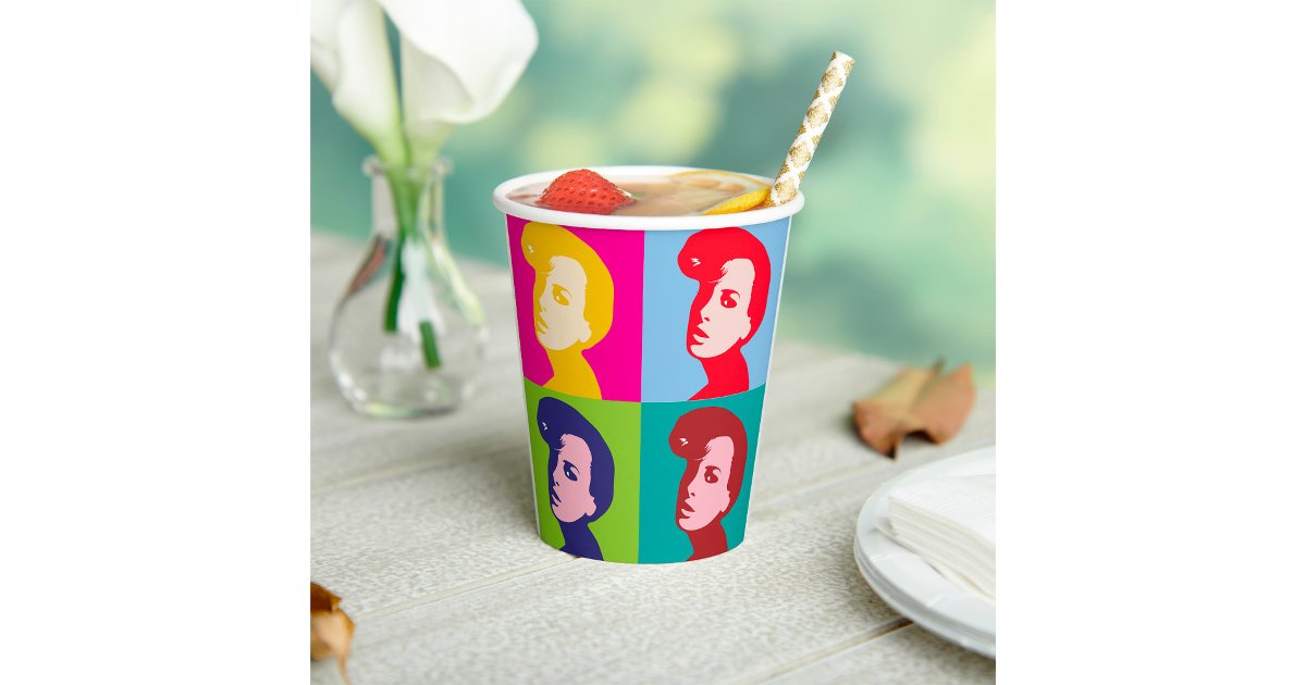 Retro Women Pop Art Paper Cups | Zazzle