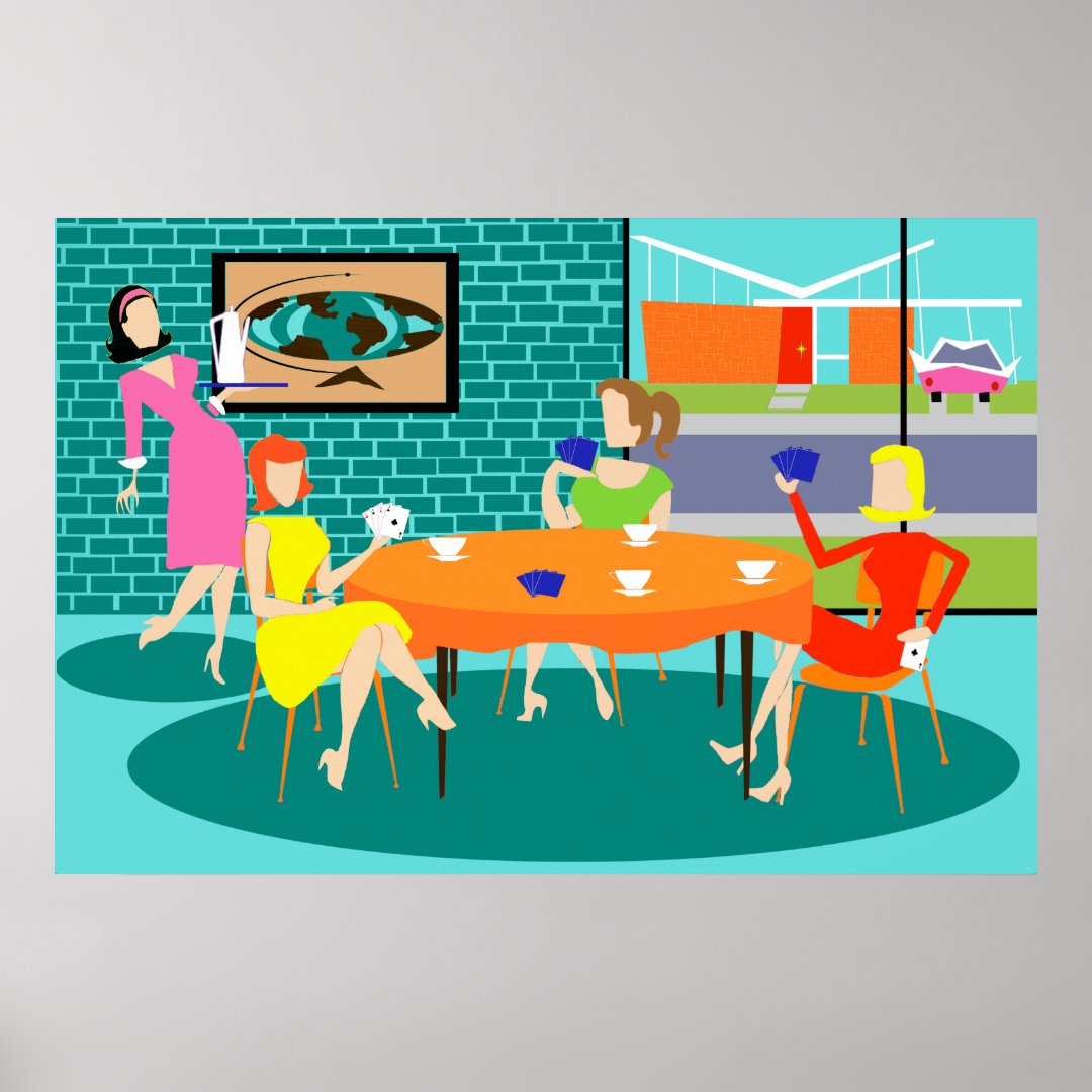 Retro Women's Weekly Card Game Poster | Zazzle
