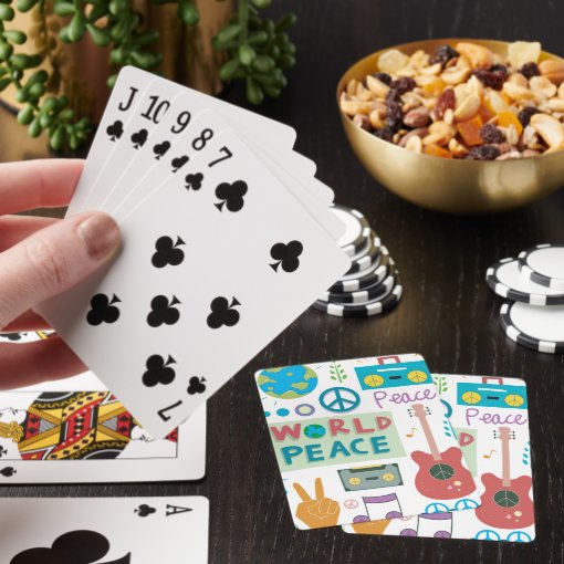 Retro World Peace Icons Playing Cards | Zazzle