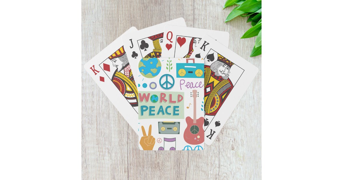 Retro World Peace Icons Playing Cards | Zazzle