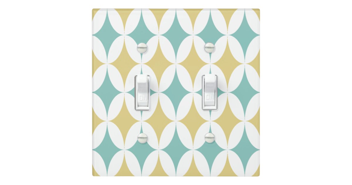 Retro Yellow Aqua Blue Atomic Diamonds Mid Century Light Switch Cover ...