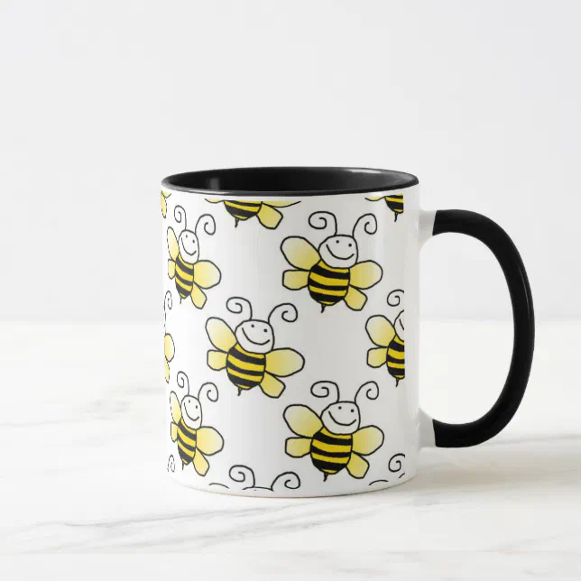 Retro Yellow Bumble Bee Pattern Mug | Zazzle