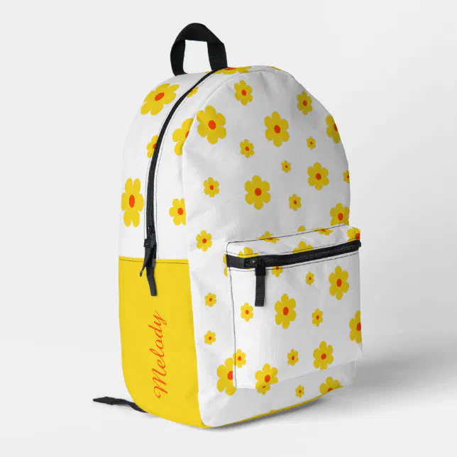 Retro Yellow Daisy Vintage Floral Pattern Printed Backpack | Zazzle
