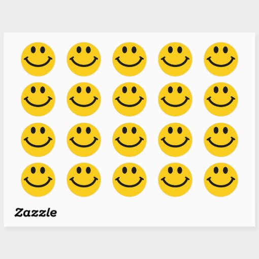 Retro Yellow Happy Face Classic Round Sticker | Zazzle