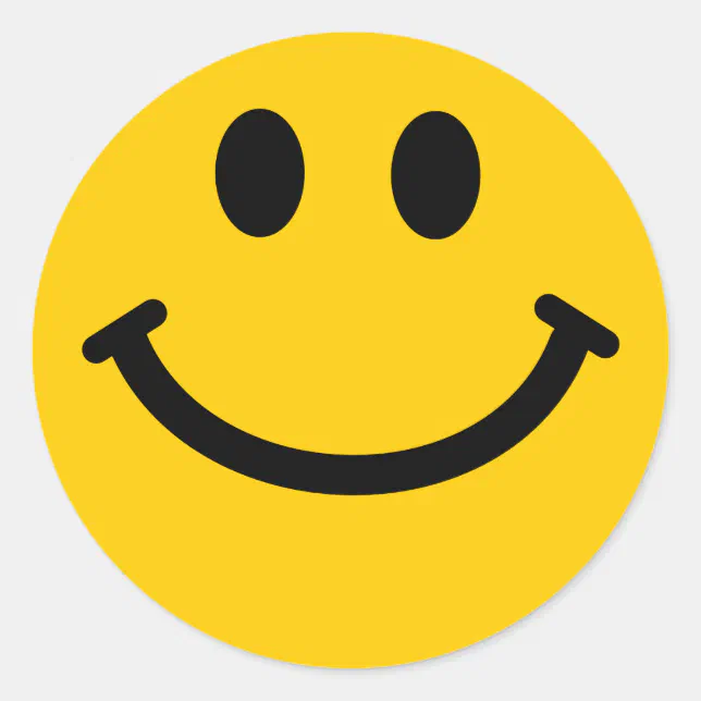 Retro Yellow Happy Face Classic Round Sticker | Zazzle