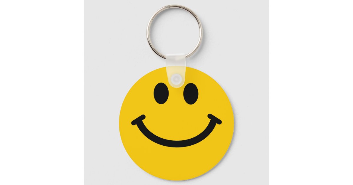 Retro Yellow Happy Face Keychain | Zazzle