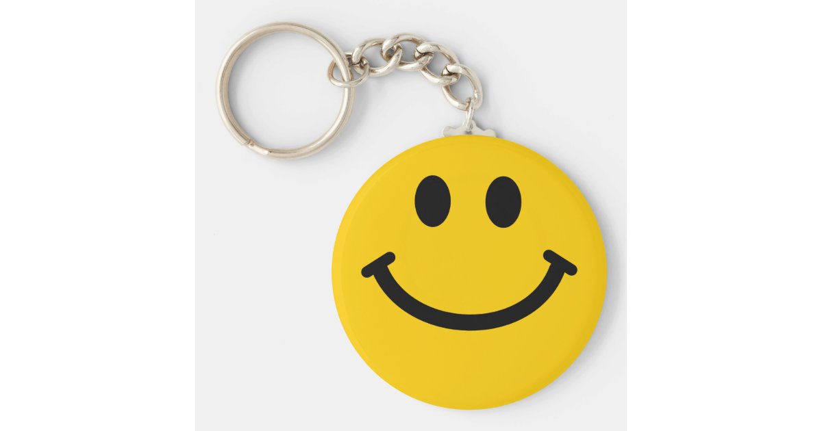 Retro Yellow Happy Face Keychain | Zazzle