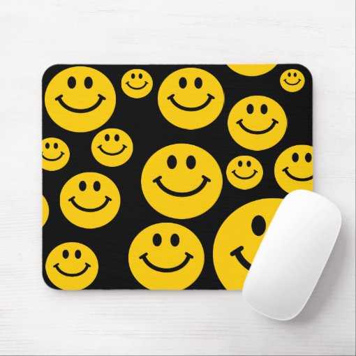 Retro Yellow Happy Face Mouse Pad | Zazzle
