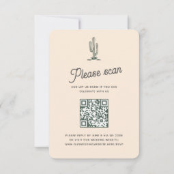 Retro Yellow Saguaro Cacti Desert Wedding QR Code RSVP Card | Zazzle