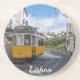 Retro yellow tram on street in Lisbon, Portugal Coaster | Zazzle