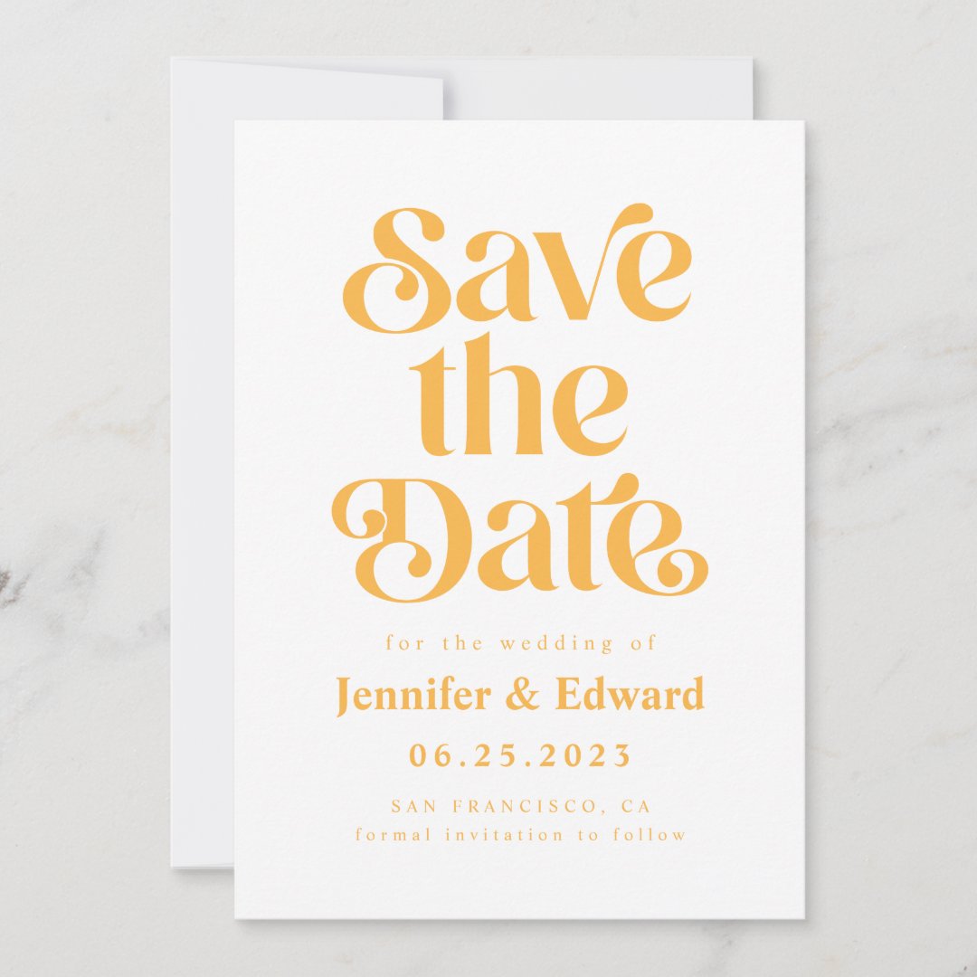 Retro Yellow Wedding Save The Date | Zazzle