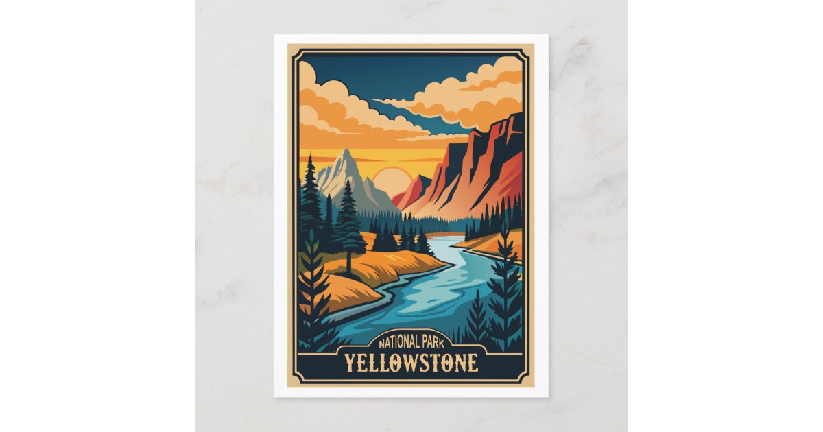 Retro Yellowstone National Park Postcard | Zazzle