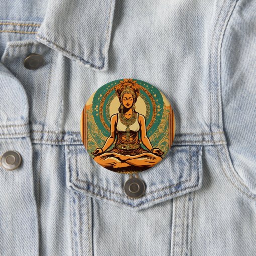 Retro yoga sign button | Zazzle