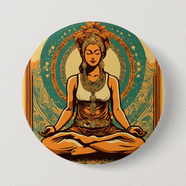 Retro yoga sign button | Zazzle