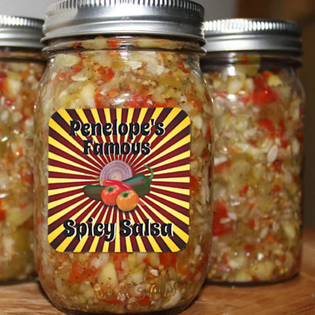 Retro Your Famous Salsa Canning Sticker Label | Zazzle