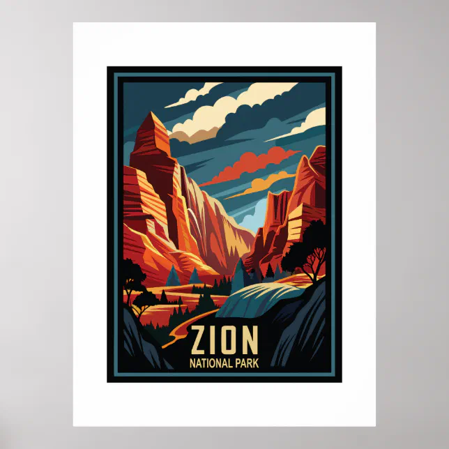 Retro Zion National Park Poster | Zazzle