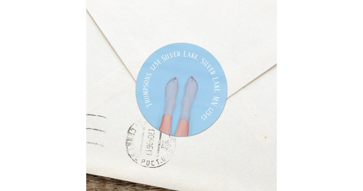 Return Address Blue Water Beach Custom Classic Round Sticker | Zazzle