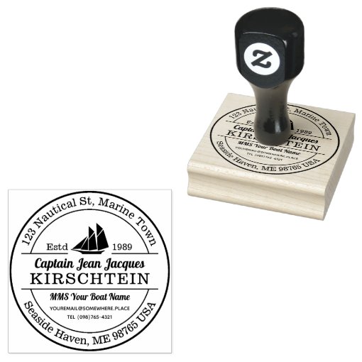 Return Address Captain Boat Yacht Nautical Marine Rubber Stamp | Zazzle
