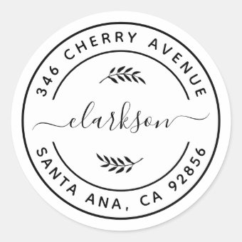 Return Address Classic Round Sticker | Zazzle