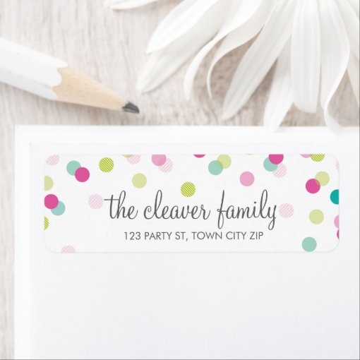 RETURN ADDRESS confetti polka dot colorful fun Label | Zazzle