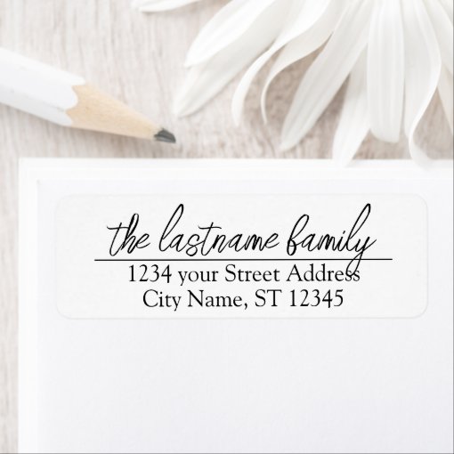 Return Address Custom Family Name Isabella Script Label | Zazzle