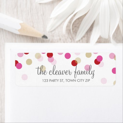 RETURN ADDRESS cute confetti polka dot colorful Label | Zazzle