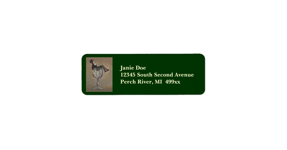 Return Address Cute Funny Lady in Wine Glass vino Label | Zazzle