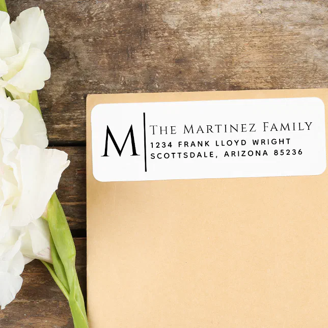 Return Address Elegant Family Monogram Customized Label | Zazzle
