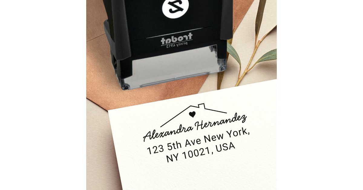Return Address House Heart Modern Minimalist Self-inking Stamp | Zazzle