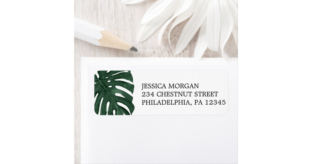 Return Address Label Tropical Monstera | Zazzle