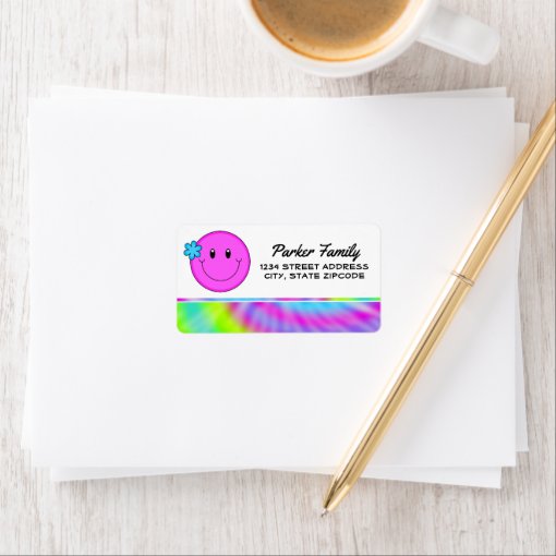 Return Address Labels │ Smiley Face Tie Dye | Zazzle