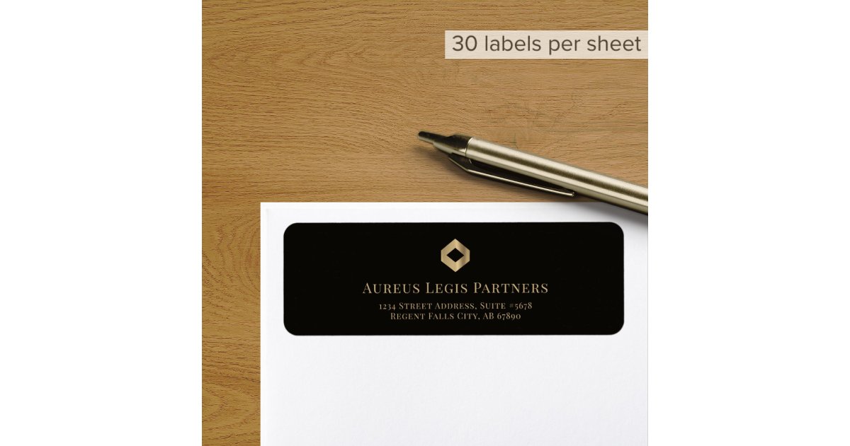Return Address Labels with Gold Logo | Zazzle